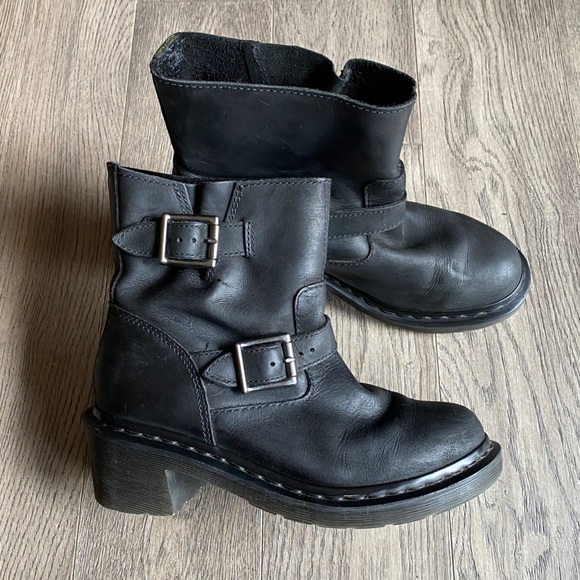 Dr. Martens | Shoes | Dr Martens Pull On Buckles Black Leather Boots ...